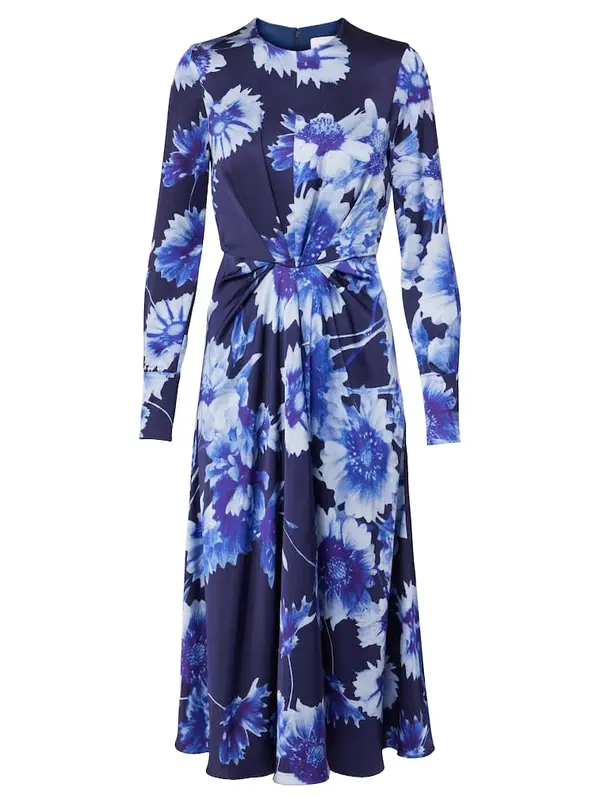 Erdem Floral Draped Midi Dress - Purple