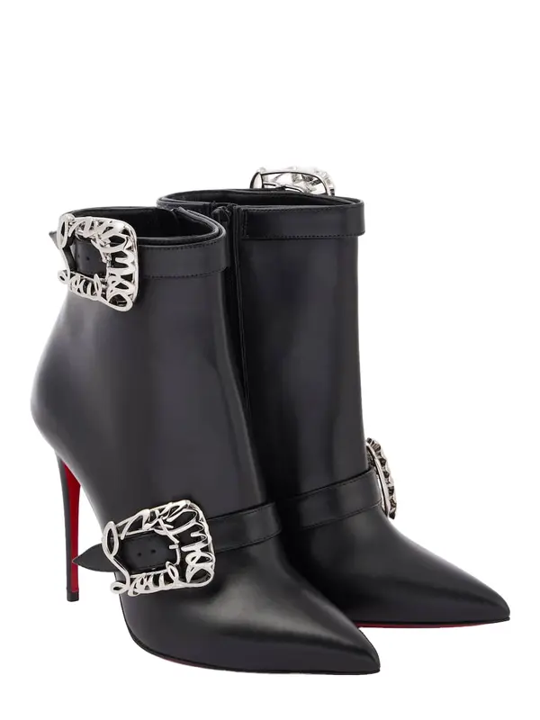CHRISTIAN LOUBOUTIN Giddylina 100 Leather Ankle Boots - Black