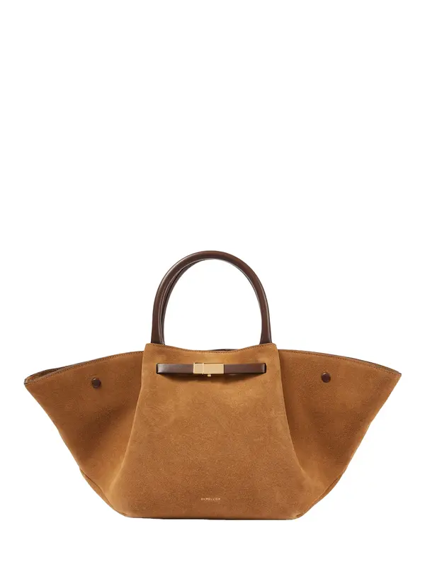 DEMELLIER New York Midi Suede Tote Bag - Beige