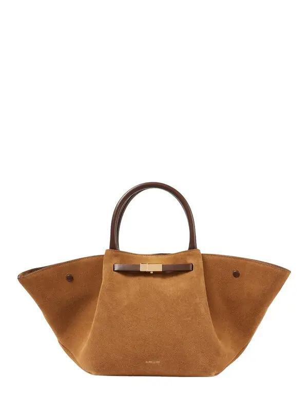 DEMELLIER New York Midi Suede Tote Bag - Beige