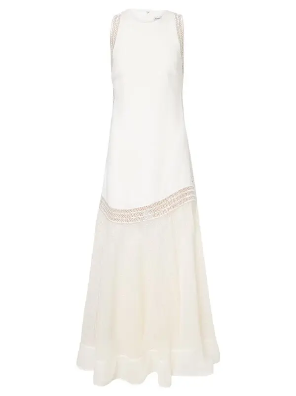 Simkhai Zakaria Mesh-trimmed Maxi Dress - White