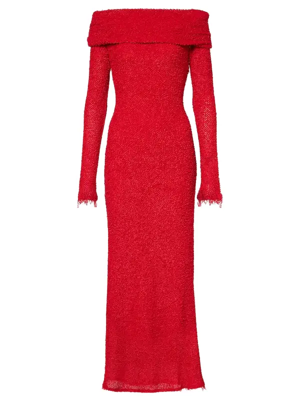 Isabel Marant Ormany Jersey Bouclé Maxi Dress - Red