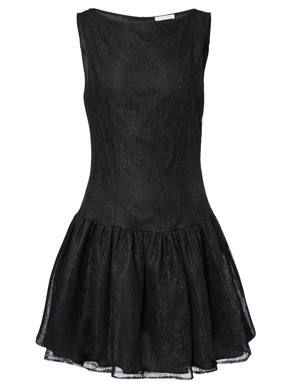 Nina Ricci Bow-detail Lace Mini Dress - Black