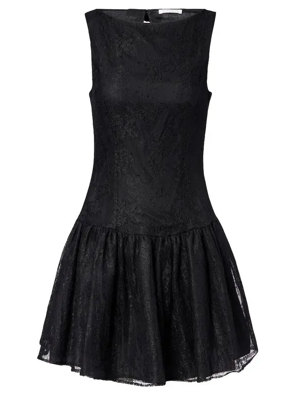 Nina Ricci Bow-detail Lace Mini Dress - Black