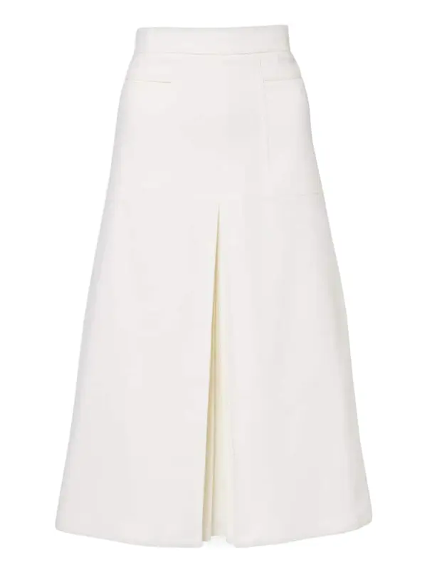 Max Mara Renoir Pleated Cotton Midi Skirt - White