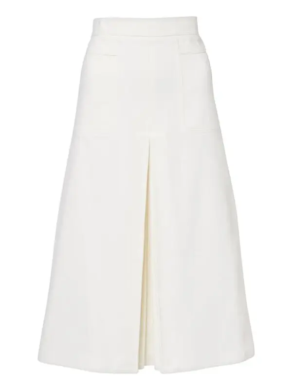 Max Mara Renoir Pleated Cotton Midi Skirt - White