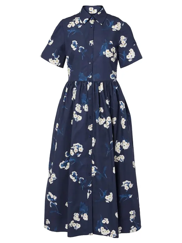 Erdem Cotton Midi Shirt Dress - Blue