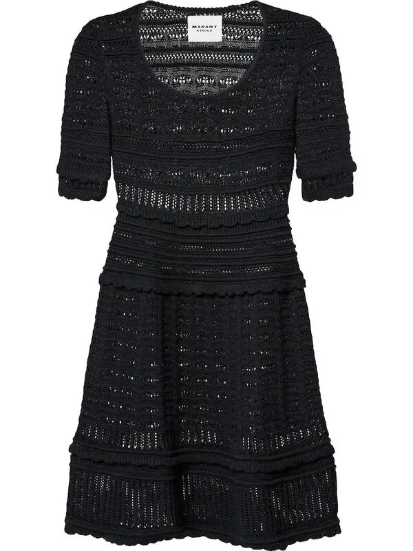 MARANT ETOILE Abril Knitted Cotton Minidress - Black