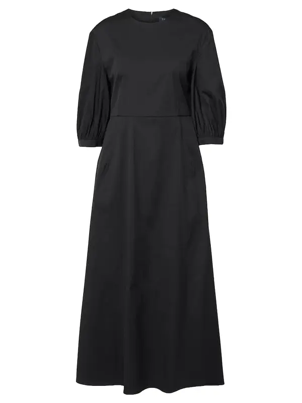 Max Mara Clea Cotton-blend Poplin Midi Dress - Black