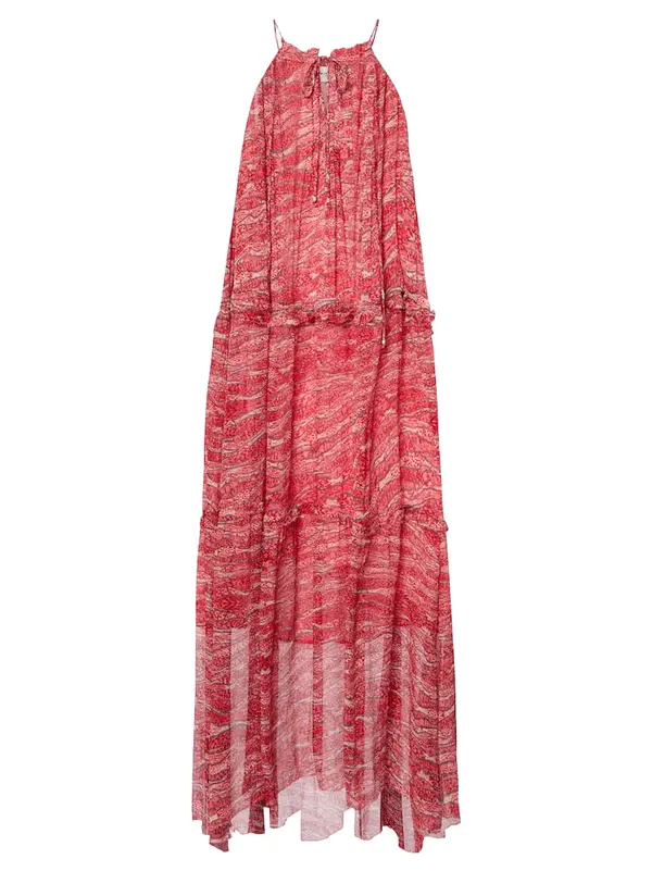 MARANT ETOILE Alita Chiffon Midi Dress - Red