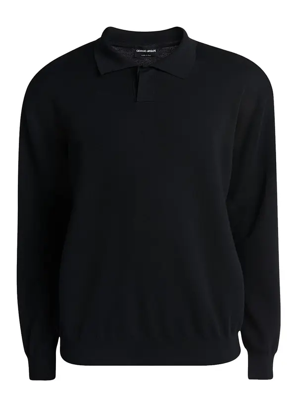 Giorgio Armani Milano Stitch Wool Polo Sweater - Black