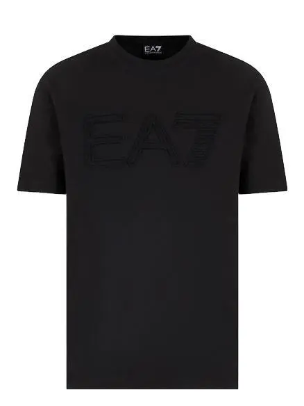Emporio Armani Logo Series Short-sleeved Organic Cotton Jersey T-shirt - Black