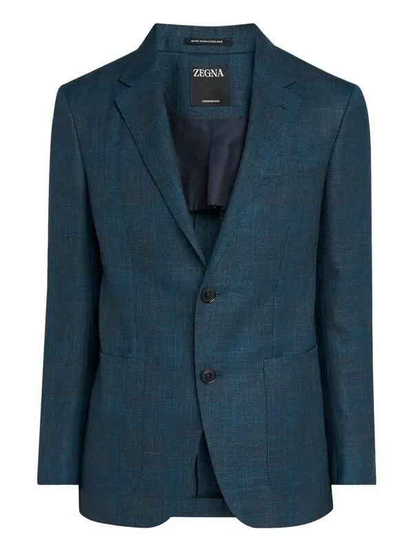 Zegna Tonal Plaid Sport Coat - Teal Navy Check