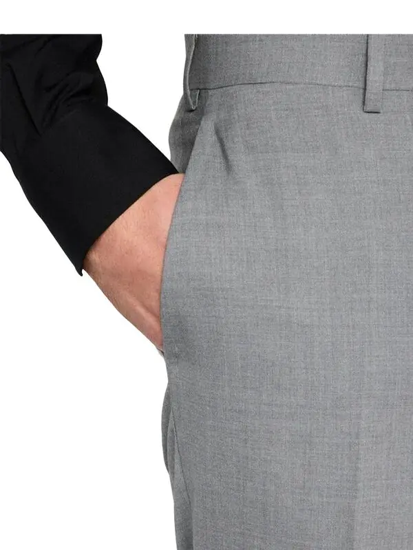 Isaia Wool Flat Front Trousers - Grey 970