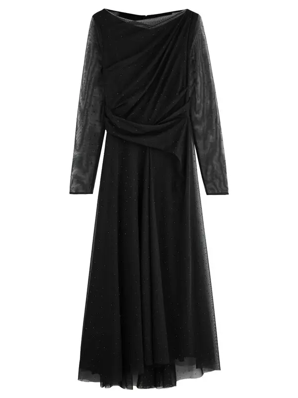 Talbot Runhof Crystal-embellished Tulle Midi Dress - Black