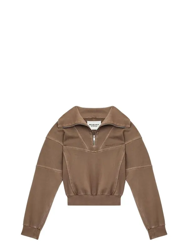 MARANT ETOILE Yaele Cropped Sweatshirt - Khaki