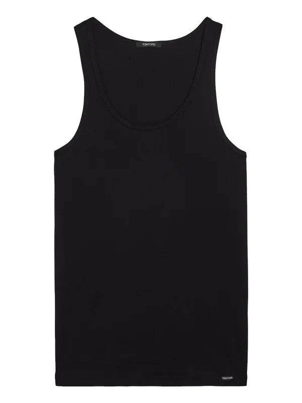 TOM FORD Ribbed Logo Jersey Tank - Black