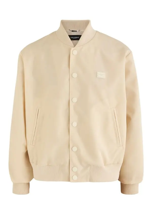 Dolce & Gabbana Logo Nylon Bomber Jacket - Off White