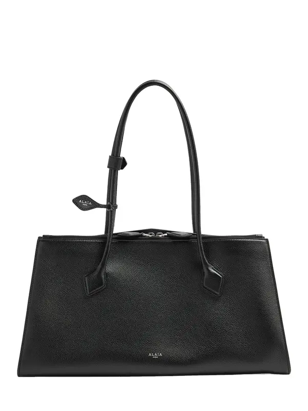 Alaïa Le Teckel Grained Leather Tote - Black