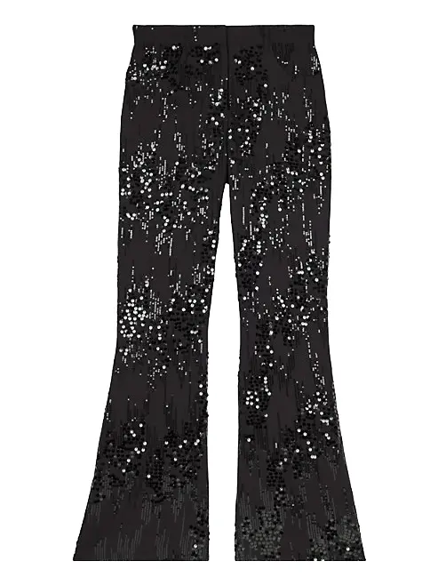 The Kooples Sequin-embellished Flared Trousers - Black
