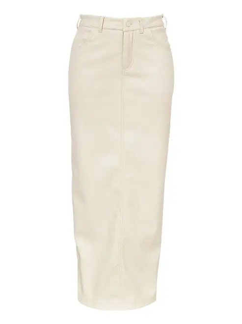 MISTRESS ROCKS Faux-leather Midi Skirt - Cream