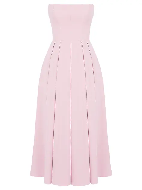 House Of Cb Contessa Strapless Corset Woven Midi Dress - Parisian Pink