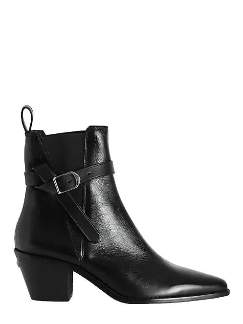 Zadig&Voltaire Tyler Buckled Leather Heeled Ankle Boots - Noir