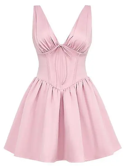 House Of Cb Emmeliette Satin Mini Dress - Powder Pink