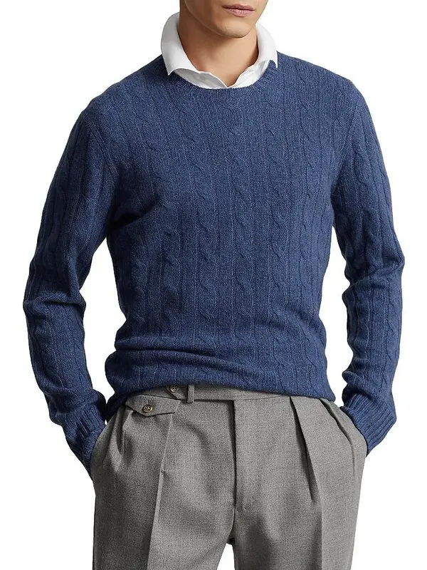 Polo Ralph Lauren Cashmere Cable-knit Crewneck Sweater - Rustic Navy Heather