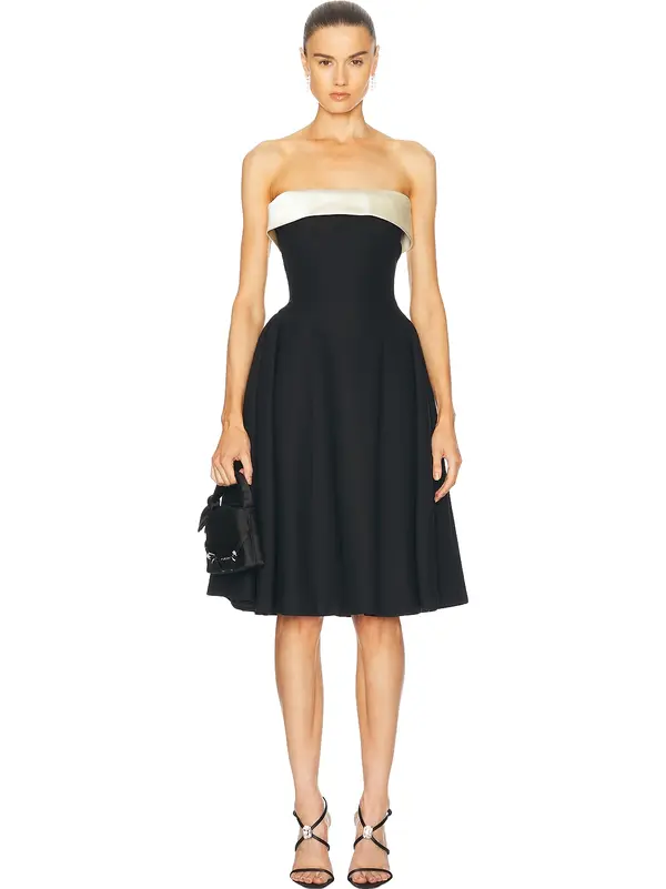 MIRROR PALAIS Strapless Lady Length Dress - Black & Pearl
