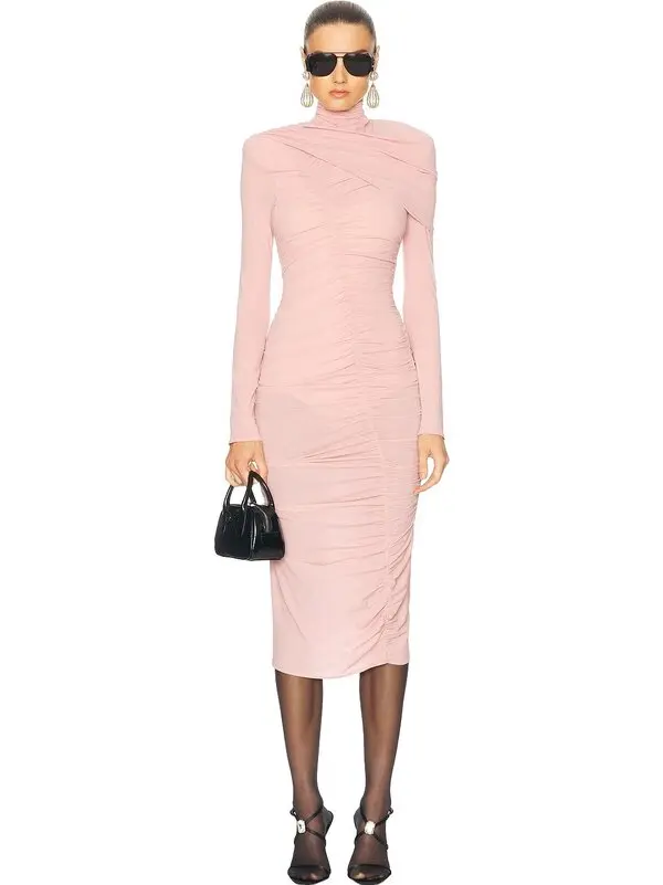 Magda Butrym Draped High Neck Midi Dress - Pink