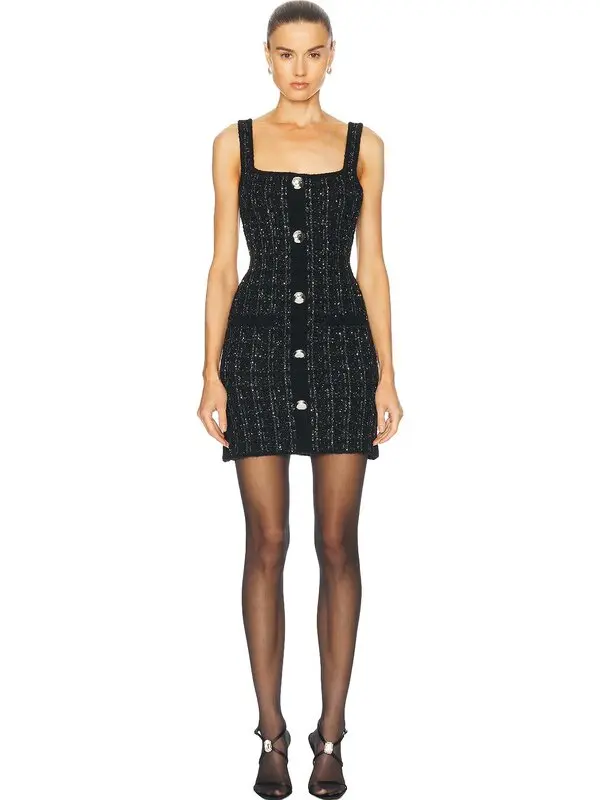 Retrofete Amanda Tweed Dress - Black & Silver