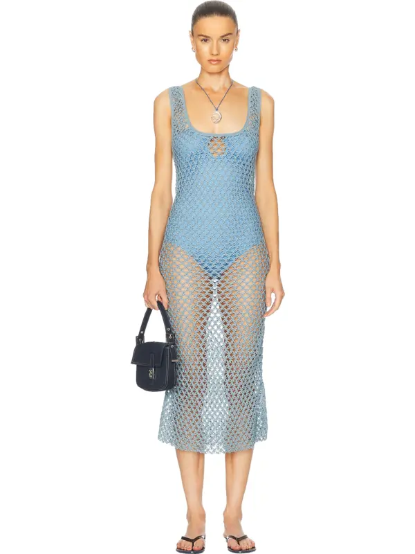Escvdo Illapa Crochet Midi Dress - Light Blue