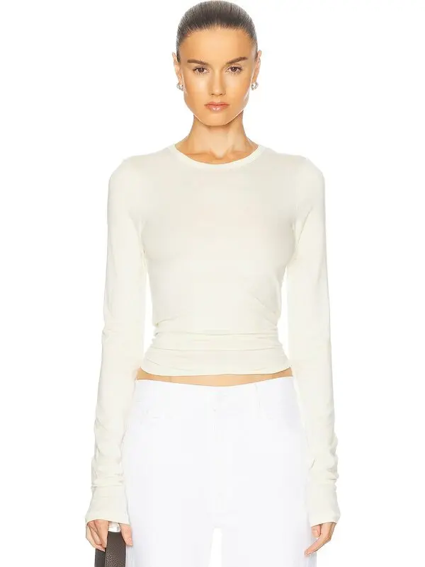 Eterne Fitted Crewneck Long Sleeve T-shirt - Ivory