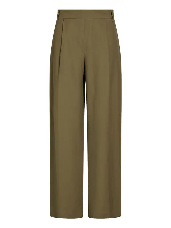 Vince Lyocell And Linen-blend Wide-leg Pants - Army Green
