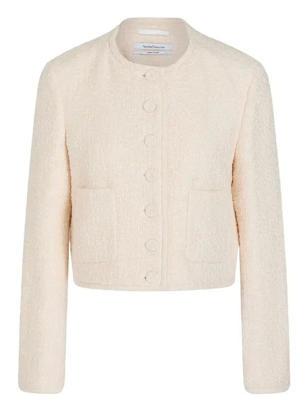 Another Tomorrow Cropped Cotton-tweed Jacket - Cream