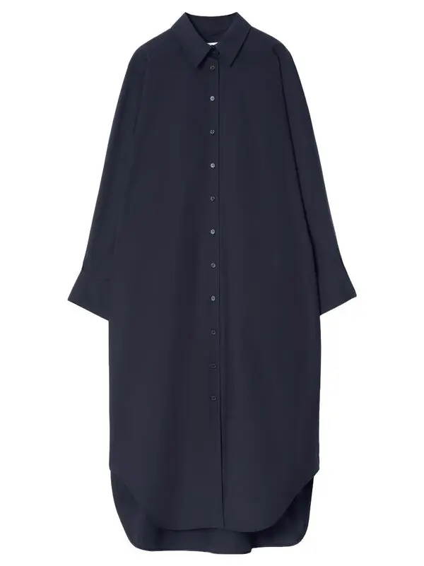Cos Relaxed Fit Cotton Shirt Dress - Navy