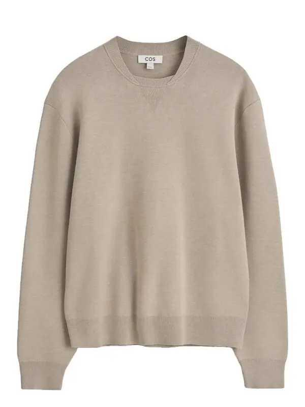 Cos Double-faced Bomber-neck Knitted Sweater - Beige