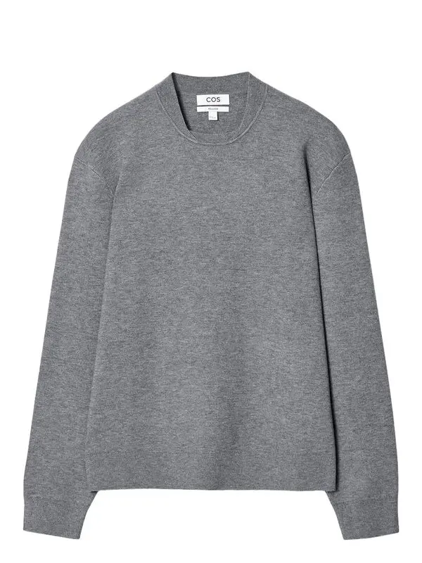 Cos Double-faced Bomber-neck Knitted Sweater - Gray