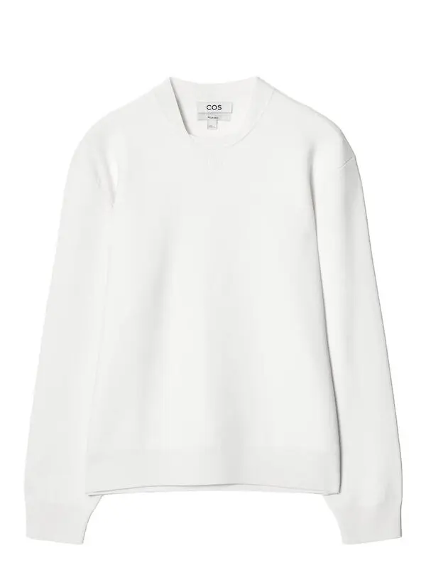 Cos Bomber-neck Knitted Sweater - White