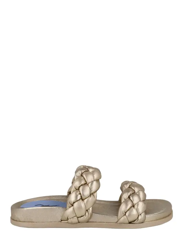 BIRD&CO Blue Bird Shoes Braided Leather Slides - Gold