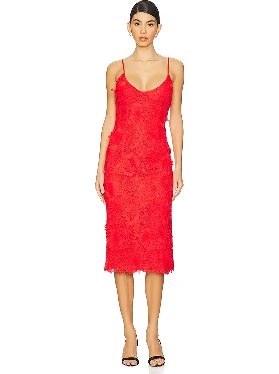 Bardot Aadei Midi Dress - Fire Red