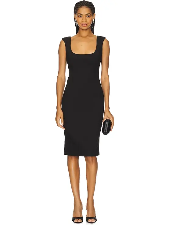 Bardot Audrey Fitted Midi Dress - Black