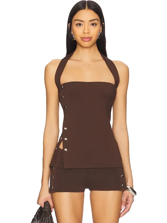 BELLE ANNA Snap Top - Chocolate