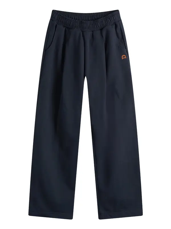 DUNST Leather Logo Wide Sweat Pants - French Navy