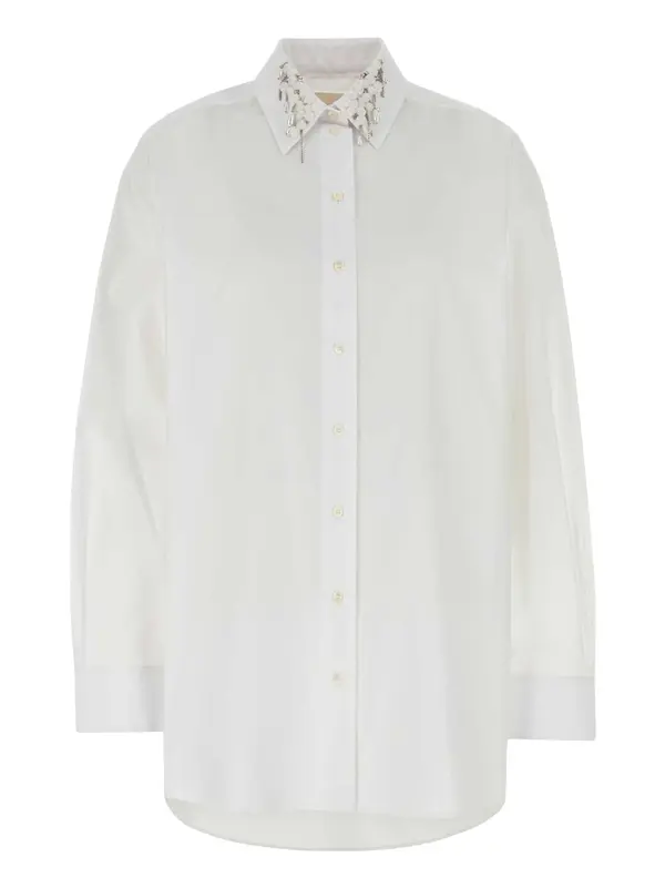 Givenchy Sequin-collar Oversize Shirt - White