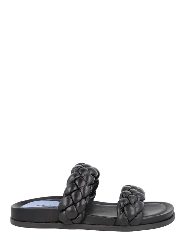 BIRD&CO Blue Bird Shoes Braided Leather Slides - Black