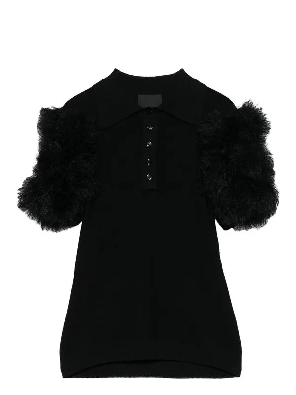 Givenchy Pompom-detail Polo Top - Black