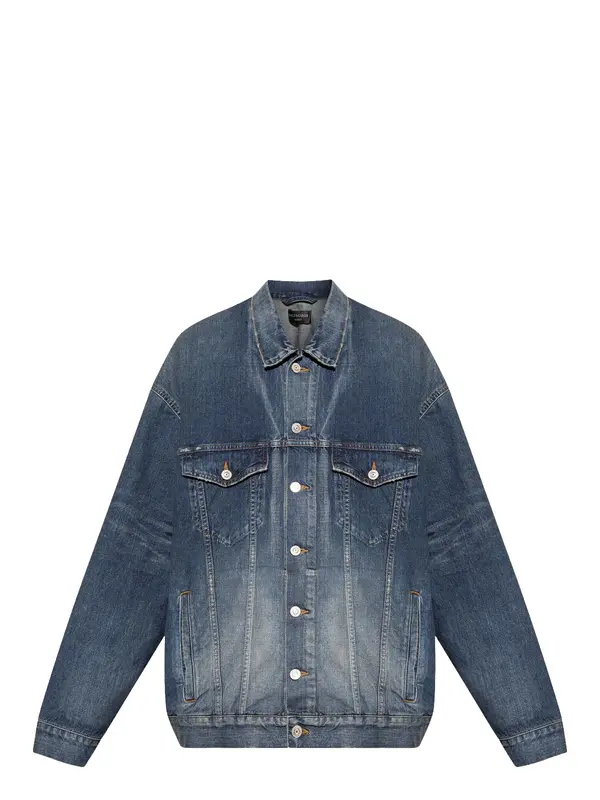 Balenciaga Tape Type-print Denim Jacket - Blue