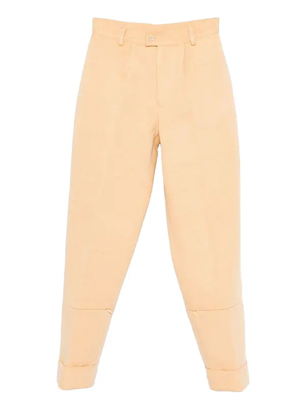 PAPA OPPONG Metallic-threading Trousers - Brown